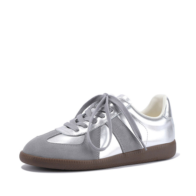 BellaLily's new trendy silver moral training shoes for women, slim and versatile sneakers, flat ...
