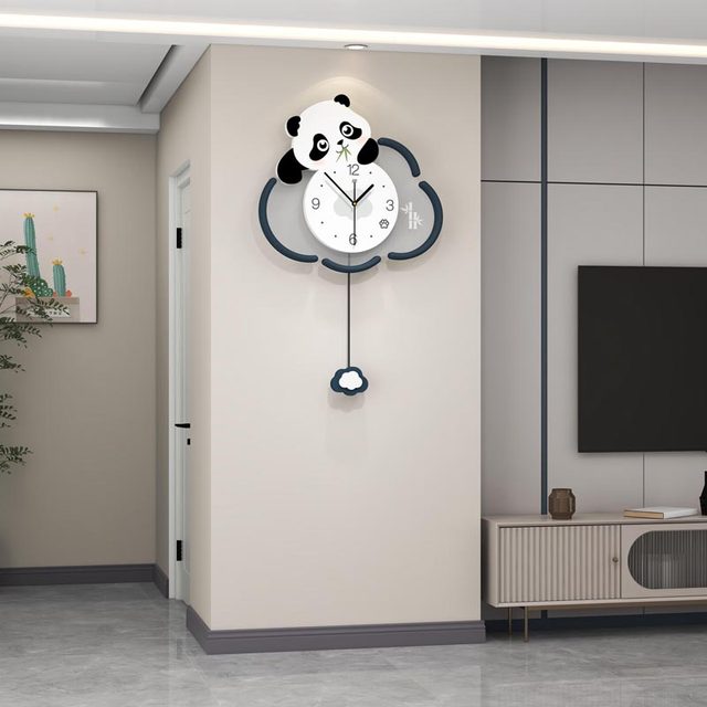 2024 New Simple Panda Clock Living Room Wall Clock Atmospheric Internet ...