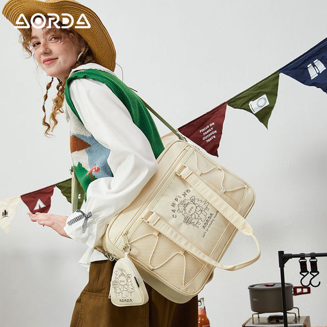 AORDA Camping Diary Tote Bag Women's Large Capacity Student Commuting Computer Bag College Style ...