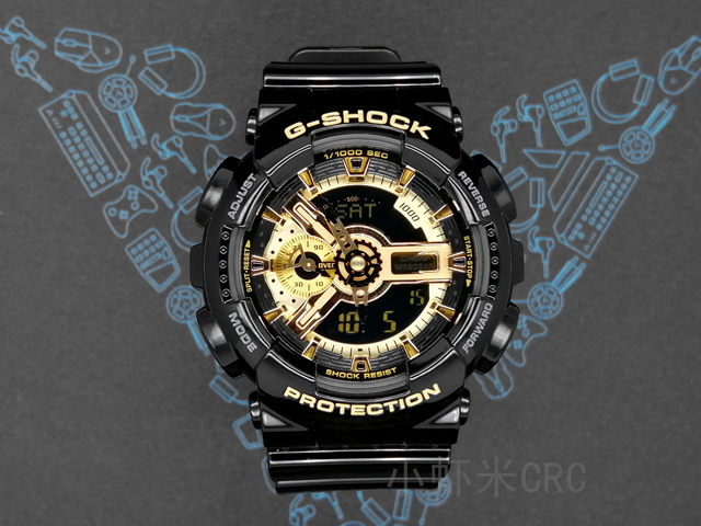 Casio watch male G-SHOCK waterproof sports double display electronic watch black gold GA-110GB-1A