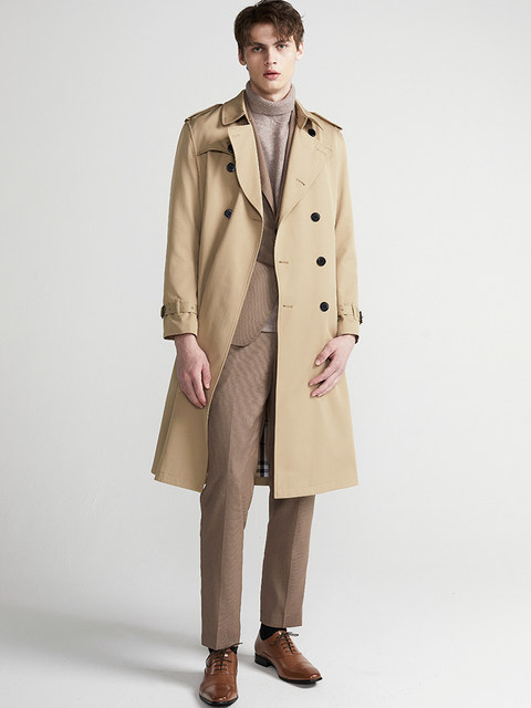 Trench Coat 2025 Spring & Fall Men's Windbreaker Extra Long Over-The ...