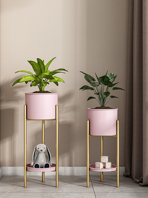 Light luxury multi-layer iron flower stand indoor living room green ...