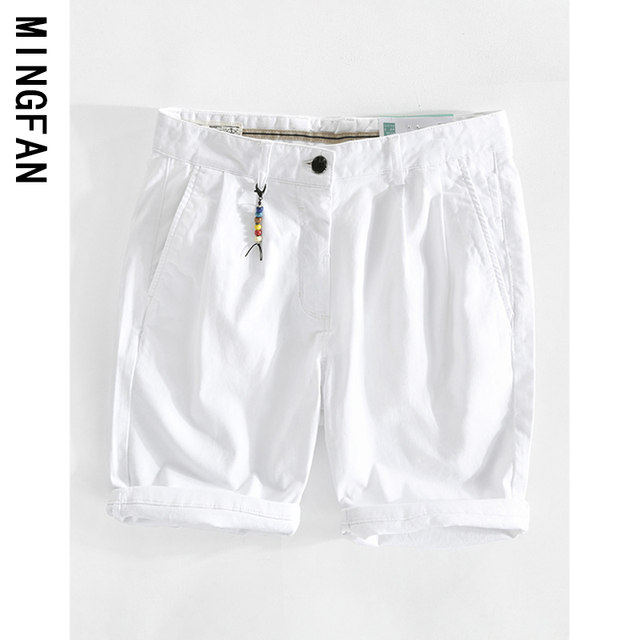 2025 new summer men's solid color casual cotton five-point pants loose ...