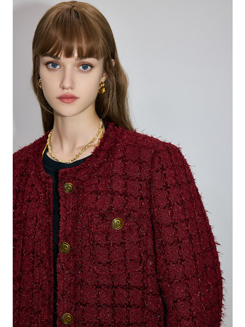 DFVC Angola Red Wool Small Fragrance Short Jacket 2024 Autumn New ...