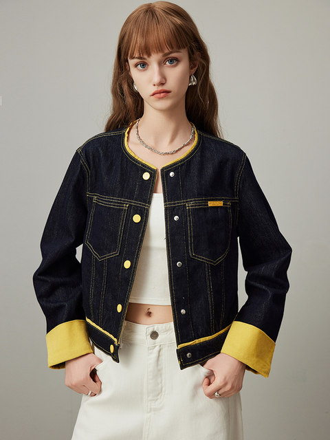 DFVC fashion contrasting color short denim outer girl 2025 new round ...