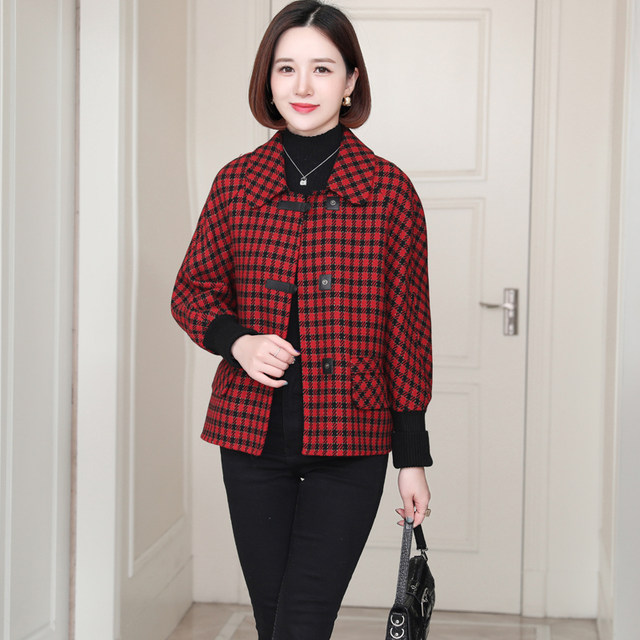 Red cloak double-sided woolen coat women's 2022 autumn and winter new small Korean version loose ...