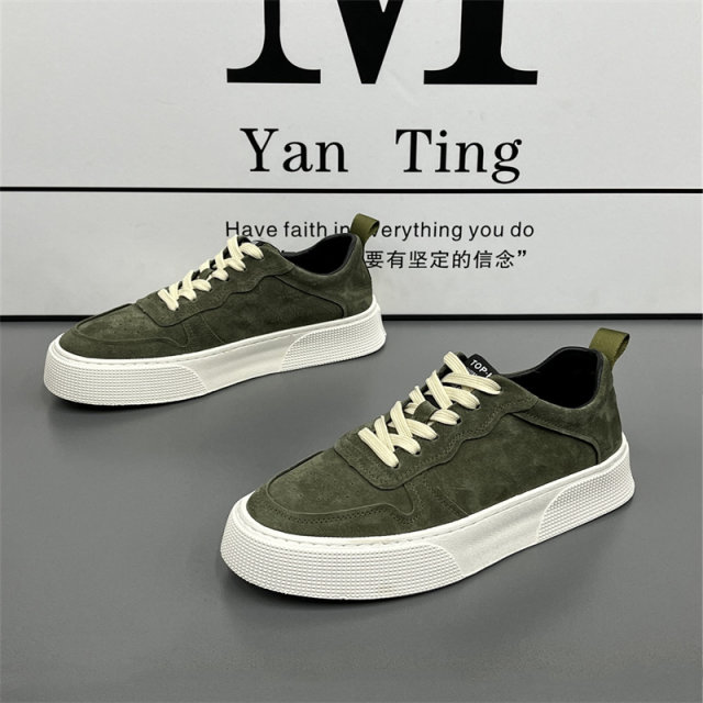 Men's shoes 2023 genuine leather breathable versatile thick-soled low ...