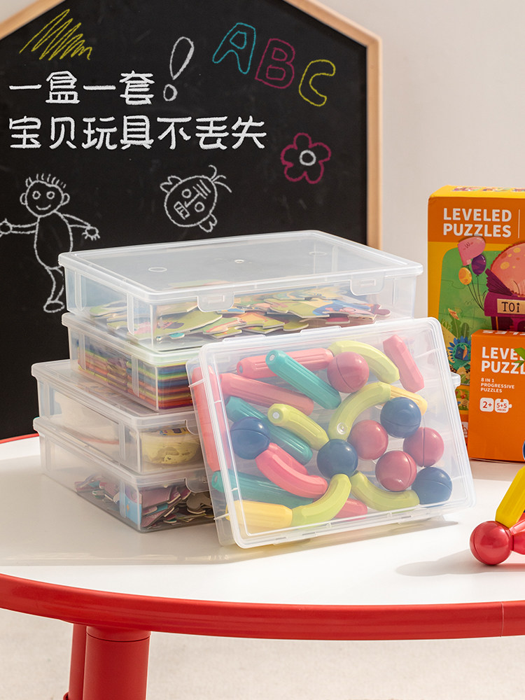 Puzzle Storage Box - Transparent Plastic Organizer for Building Blocks ...
