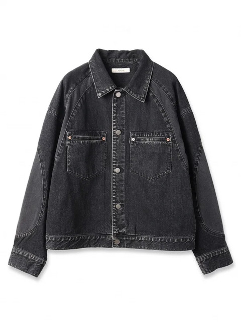 JIEDA 24aw 2Tone denim jacket Streamlined splitting water washing denim ...