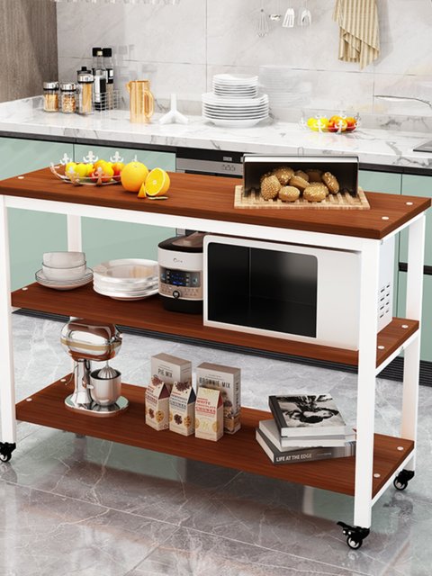 Movable kitchen table vegetable cutting table simple dining table with ...