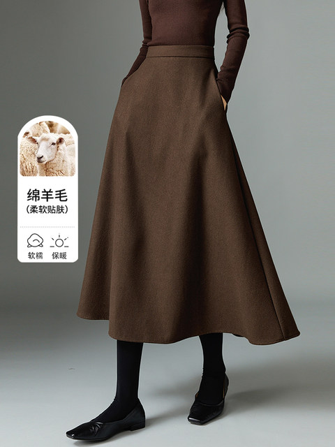 Autumn and winter wool skirt women's late white 2024 new style French commuter temperament skirt ...