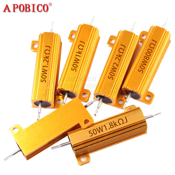 Gold Aluminum Shell High Power Resistor RX24-50W 800R/1K/1.2K/1.5K/1.8K ...