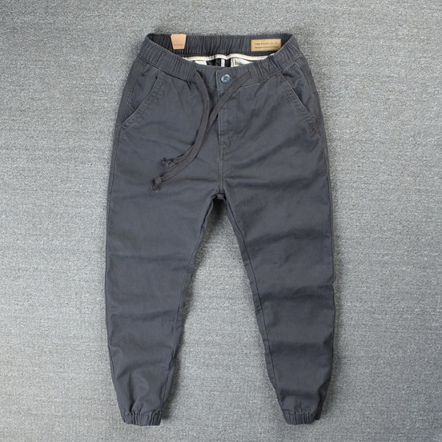 Drawstring leggings, loose cotton washed and distressed retro men's ...