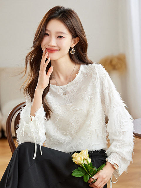 La Chapelle Puella solid color heavy industry three-dimensional tassel ...