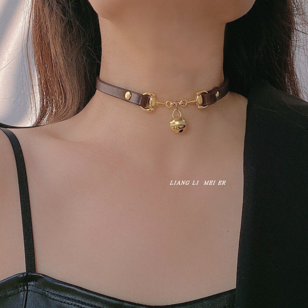 Fashionable commuting versatile black brown choker leather collar women ...