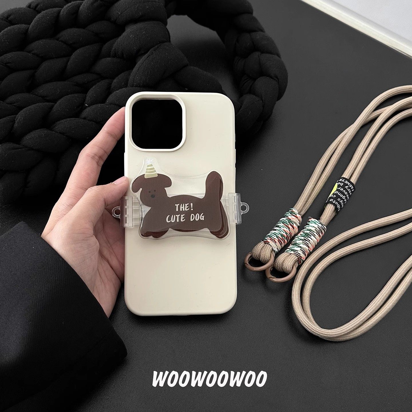 8p niche INS cute waxy dog mobile phone back clip is suitable for ...