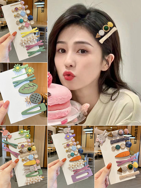 Women's side bangs clip hair card colorful hair bb clip forehead clip ...