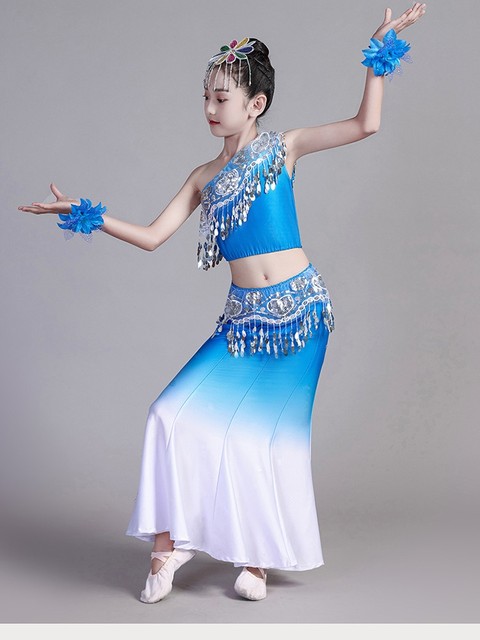 New children's Dai dance performance costumes for girls, peacock dance ...