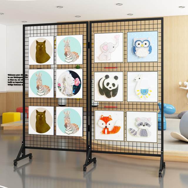 Folding grid display stand, art exhibition, studio, kindergarten work ...