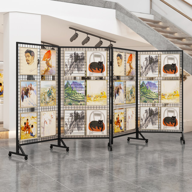 Folding grid display stand, art exhibition, studio, kindergarten work ...