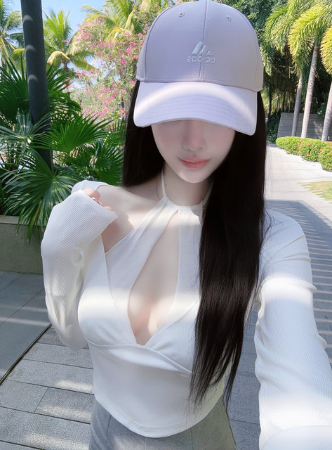 Eva Junjun Jiang hot girl sexy halter neck hollow strapless long sleeve T-shirt for women ...