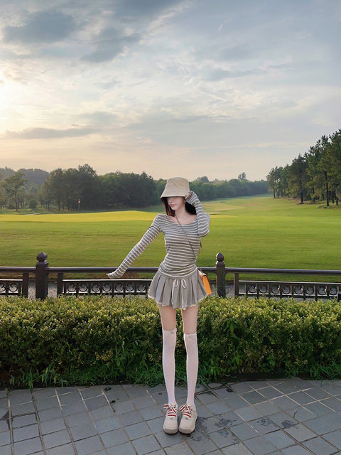 Eva Junjun Jiang pure casual and versatile slim striped long-sleeved ...