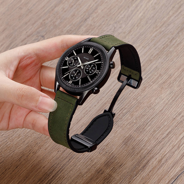 Watch strap genuine leather men's magnetic buckle crazy horse leather ...