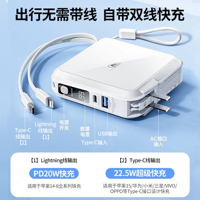 Remax Power Bank comes with three-in-one cable and plug 15000 mAh large ...