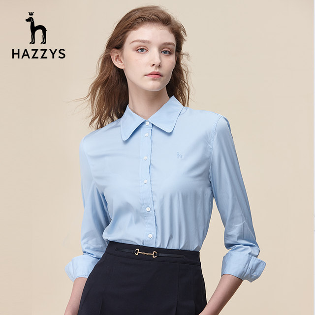 Haagis Hazzys official ladies long -sleeved shirt, spring and autumn casual British style loose ...