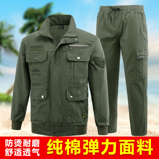 Pure cotton anti-scalding welding work clothes tops for men's auto ...
