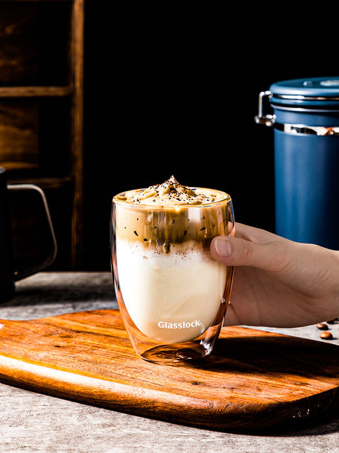 Glasslock double-layer coffee glass cup heat-resistant, anti-scalding ...