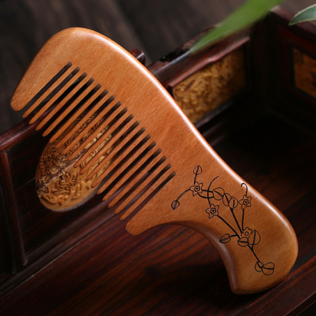 Cute mini peach wood comb, compact and portable, small sandalwood ...