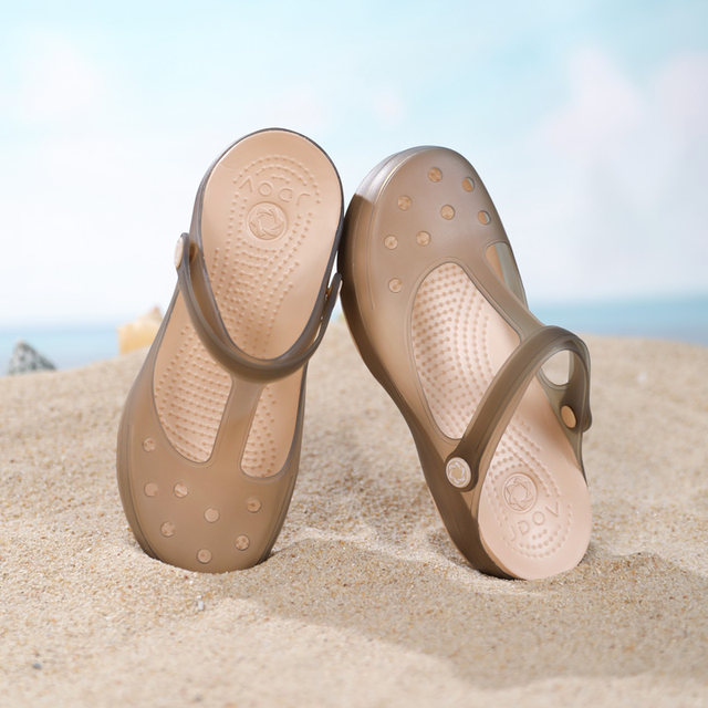 JDOV Crocs women's summer non-slip beach shoes jelly soft thick bottom ...