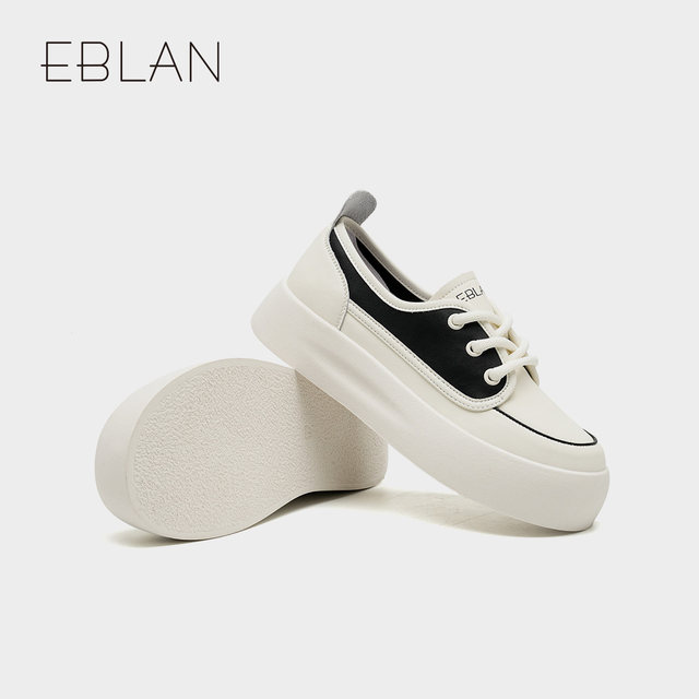 EBLAN/Yiban thick-soled height-increasing white shoes 2024 autumn new ...