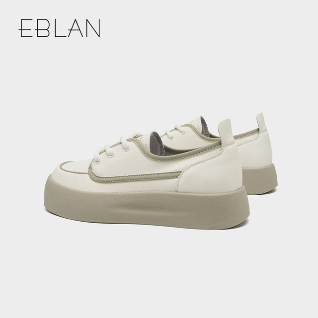 EBLAN/Yiban thick-soled height-increasing white shoes 2024 autumn new ...