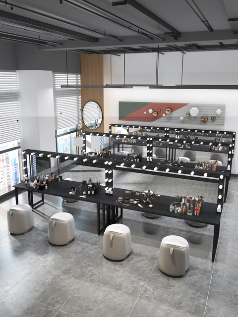 Thick long simple makeup table with light iron training school beauty ...