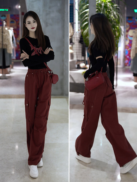 Anchor red casual overalls suit for women spring and autumn T-shirt ...