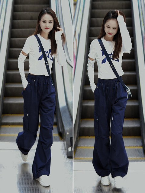 Anchor red casual overalls suit for women spring and autumn T-shirt ...