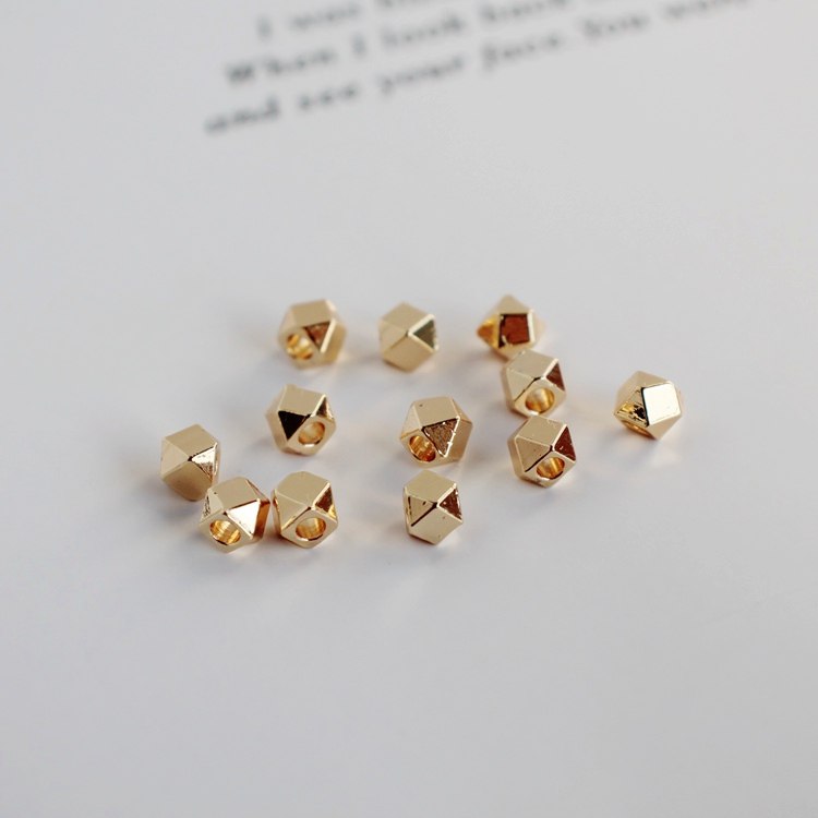 14k gold-plated color-preserving square cut-corner beads spacer beads ...