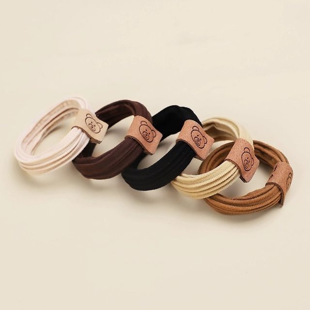 Simple high elastic seamless bear head rope rubber band female tie hair ...