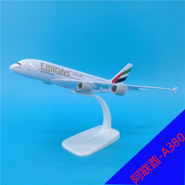 A380 Emirates aircraft model with wheels and lights to simulate civil ...