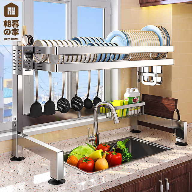 Kitchen sink rack multi-functional stainless steel dish storage rack ...