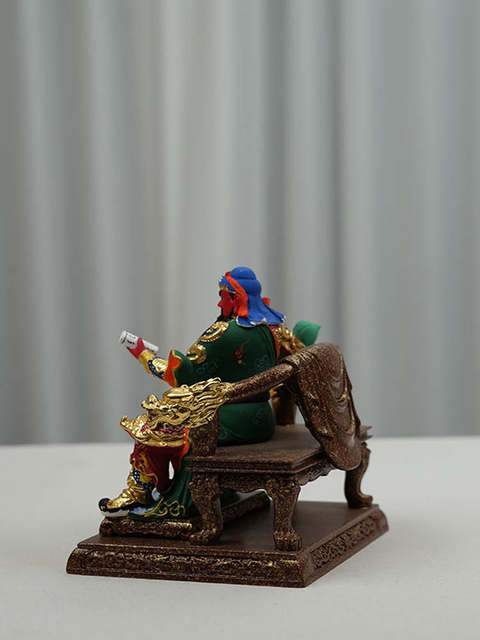 Cypress wood carvings, painted and gold reading books, Guan Sheng ...