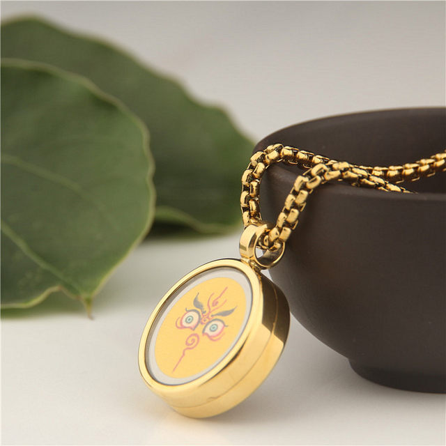 Tibetan transparent Gawu box hand-painted Zakiram necklace wisdom eye ...