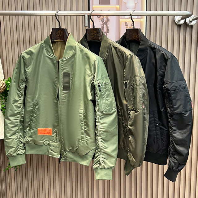 Double-sided work jacket men's American retro pilot collar jacket ...