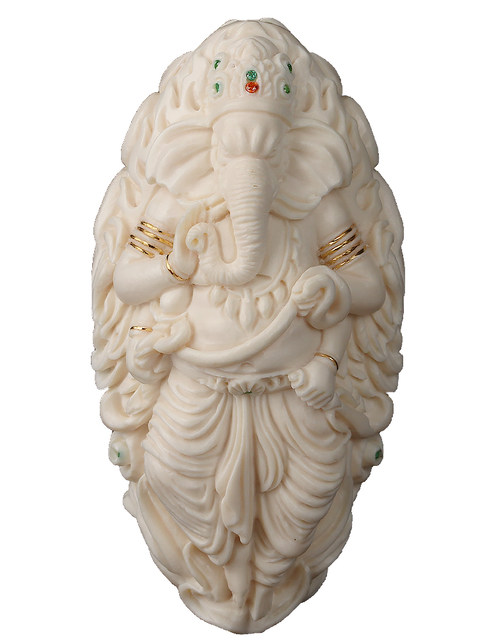 Lonely Mammoth Ivory Carving Elephant God 18K Gold Pendant Necklace ...