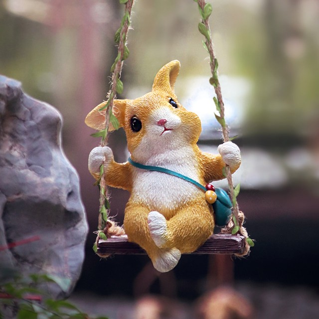 Creative animal cute cartoon rabbit swing ornaments courtyard outdoor ...