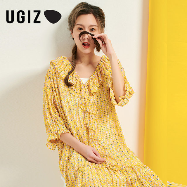 UGIZ Summer Summer Korean Women's Chiffon Dress Drofot Lotus Small ...
