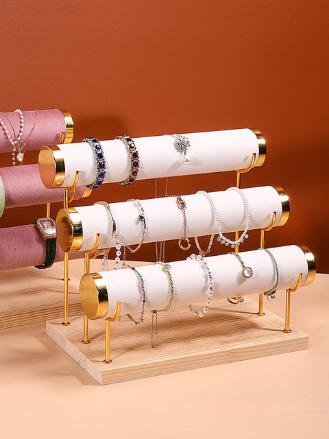 Simple jewelry bracelet rack gold three-layer watch bracelet display ...