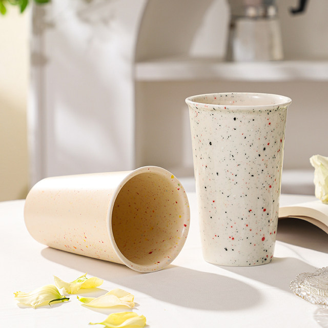 Huanze Ceramic Macaron Coke Cup Large Capacity Marble Mug Simple Ink ...